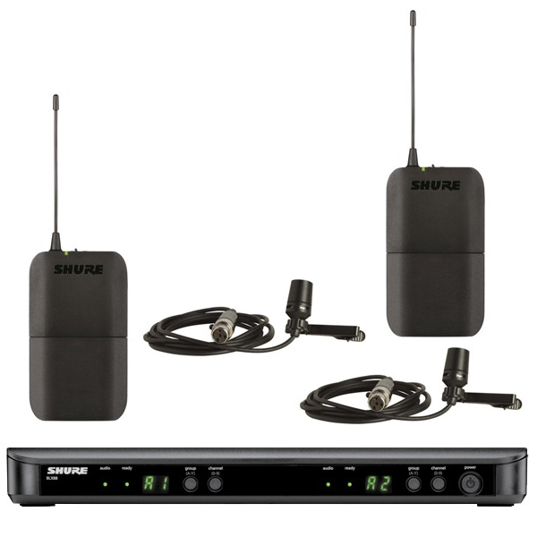 Shure BLX188/CVL Dual Channel Wireless System with 2 CVL Lavalier Mics ...